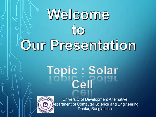 Presentation on solar cell | PPTX