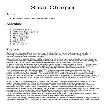 Report of Solar charger Project | PDF