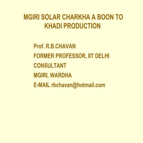 Solar charkha khadi production | PPT