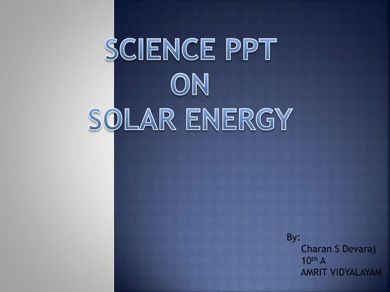Solar Energy presentation ppt | PPTX | Power and Energy Industry ...