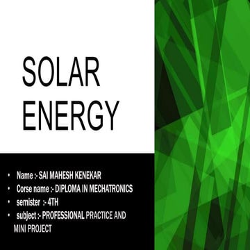 Solar energy power point presentation | PPT