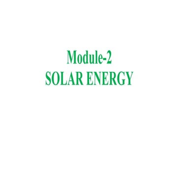 SOLAR ENERGY Module 2 (introduction, thermal and pv) | PPTX
