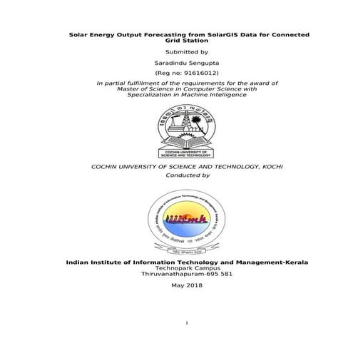 Solar Energy Output Forecasting From Solargis Data For Connected Grid
