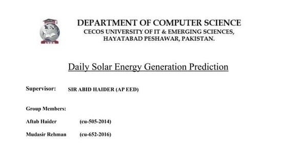 Pv Solar Power Forecasting Ppt
