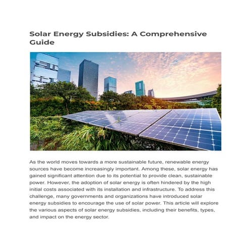 Solar Energy Subsidies: A Comprehensive Guide | CIO Women Magazine | PDF