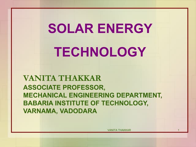 Solar Energy presentation ppt | PPTX | Power and Energy Industry ...