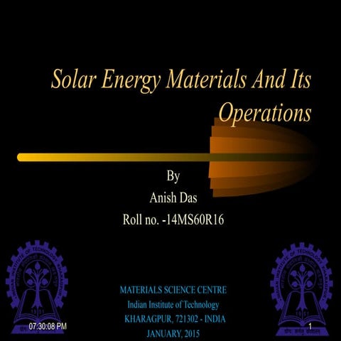 Solar Energy materials and its operation | PPT