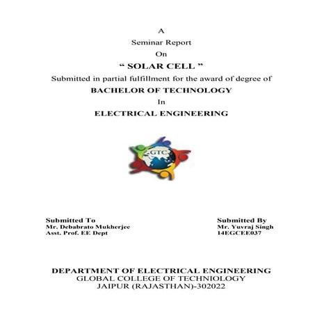 front page of Solar cell report | PDF