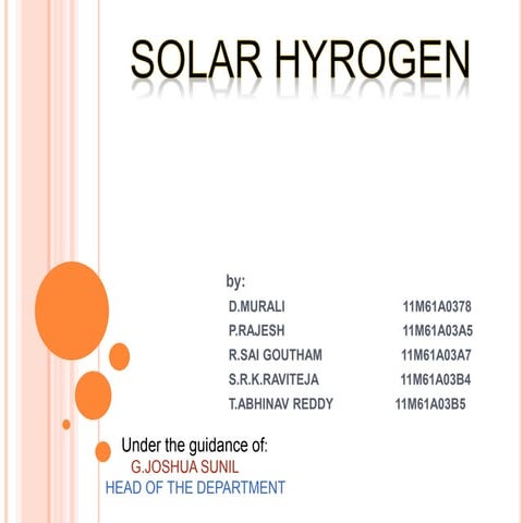 Solar hydrogen generation | PPTX