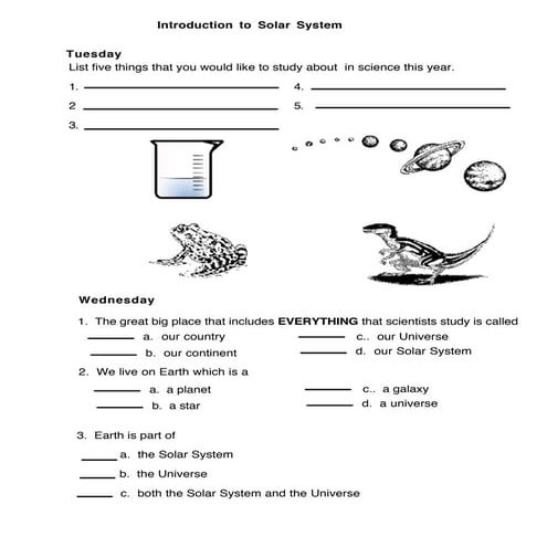 Solar: introduction solar system (worksheet 1) | PDF | Space and ...