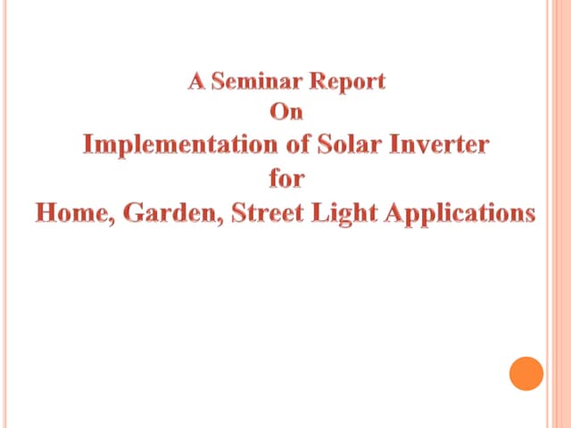 solar inverter PPT (2).pptx | Gas and Electric | Home Utilities