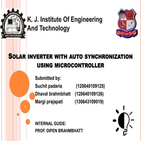 Solar inverter with autosynchronization using microcontroller | PPSX