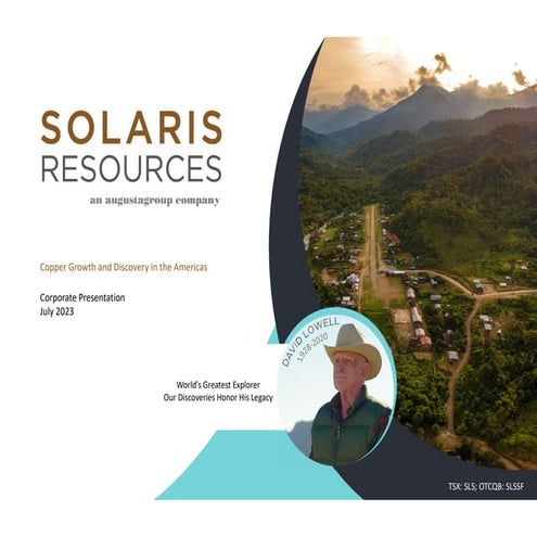 Solaris Resources - July 2023 | PDF | Commodities | Economy