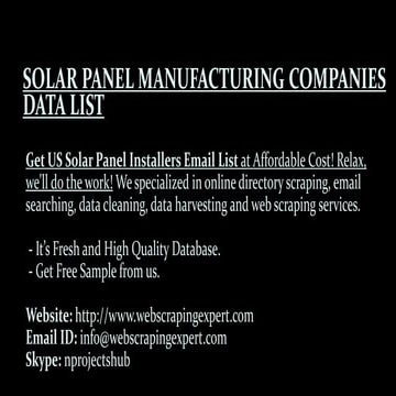 Solar Panel Manufacturing Companies Data List | PPT