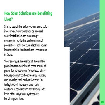 How Solar Solutions are Benefitting Lives? | PPT