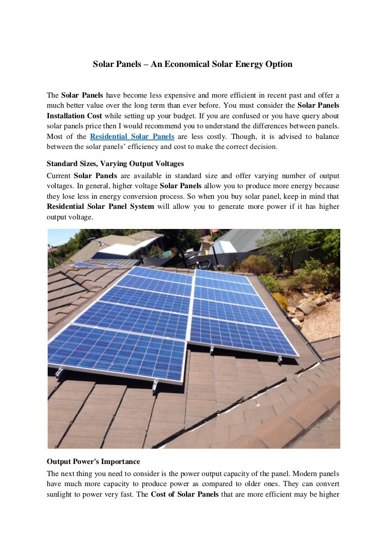 Solar panels an economical solar energy option