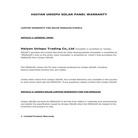 Solar panel warranty | PDF