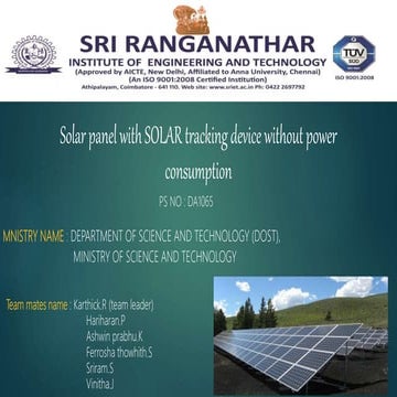 Solar panel with tracking device without power consumption | PPT