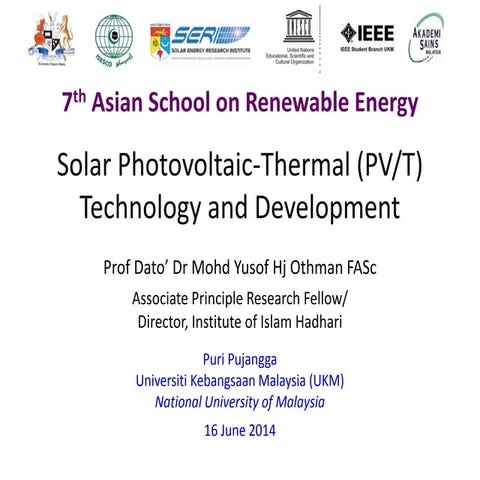 Solar Photovoltaic-Thermal (PV/T) Technology and Development | PPTX