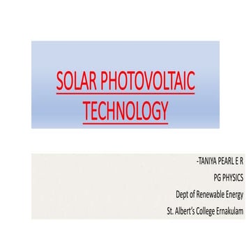 SOLAR PHOTOVOLTAIC TECHNOLOGY.pptx | Gas and Electric | Home Utilities