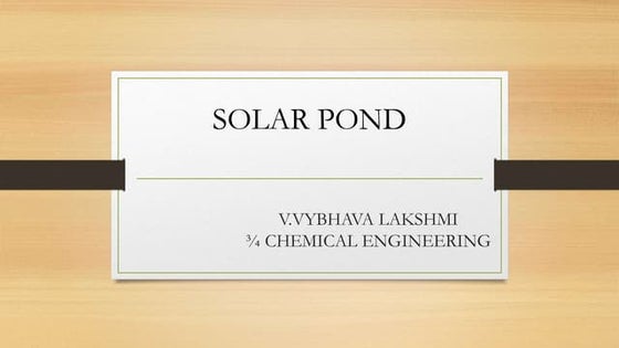 Solar pond | PPT | Weather | Science