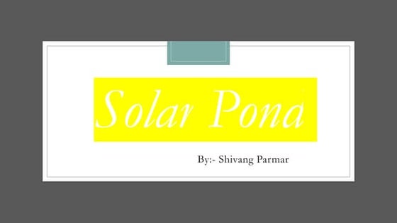 Solar pond | PPT | Weather | Science