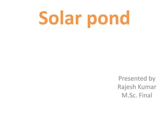 Solar pond | PPT | Weather | Science