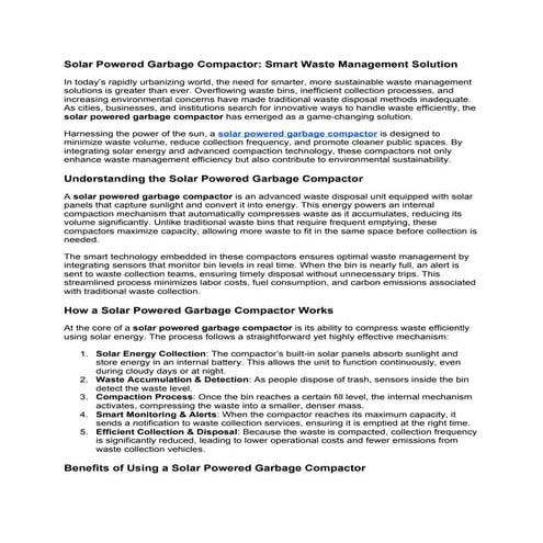 Solar Powered Garbage Compactor_ Smart Waste Management Solution.docx