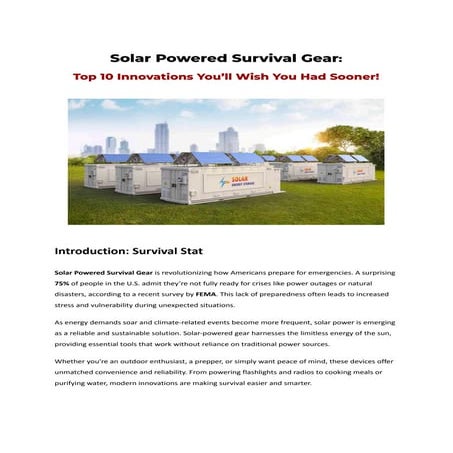 Solar Powered Survival Gear: Top 10 Innovations You’ll Wish You Had Sooner! | PDF