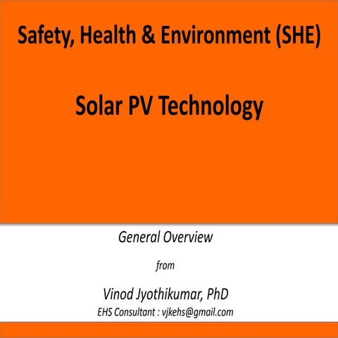 Solar PV Technology : Health & Safety | PPTX