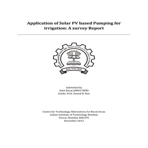 Solar PV System for pumping: a survey | PDF