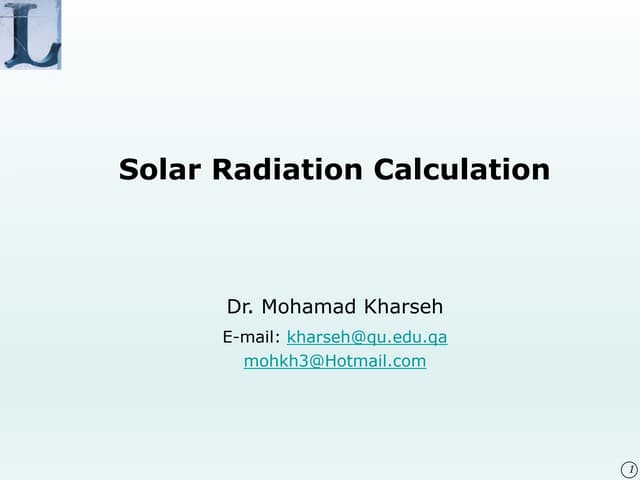 Solar radiation - | PPTX