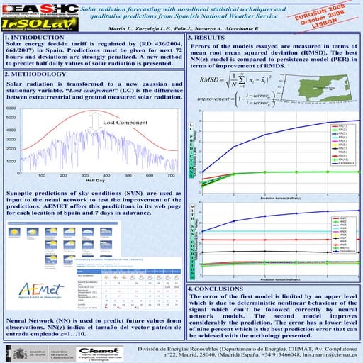 Solar Radiation Forecasting With Non Lineal Statistical Techniques And