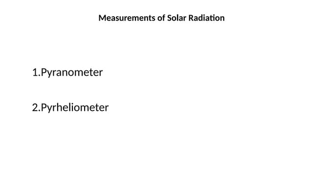 SOLAR RADIATION MEASUREMENT | PDF