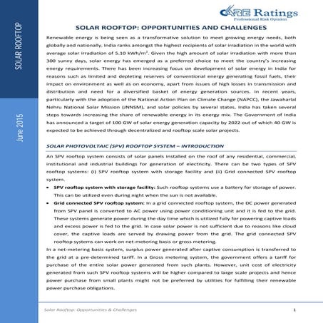 Solar rooftop opportunities and challenges | PDF | Gas and Electric ...