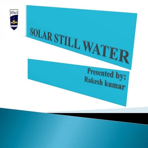 Low Cost Solar Waste Water Treatment | PPTX