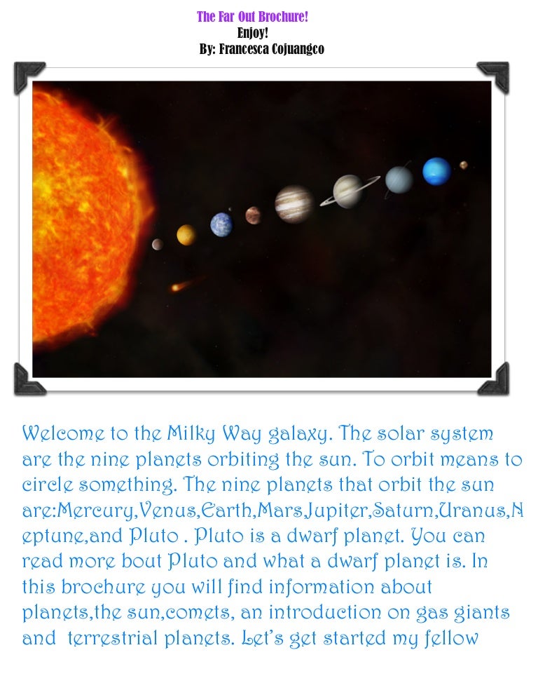 Francesca's Solar System Brochure