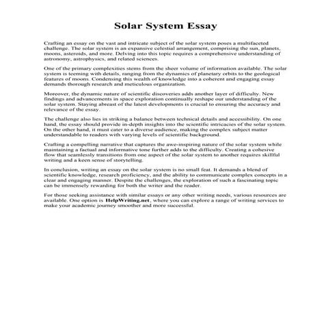Solar System Essay.pdf | Space and Astronomy | Science