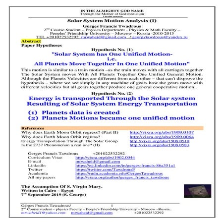 Solar system motion analysis (i) | PDF