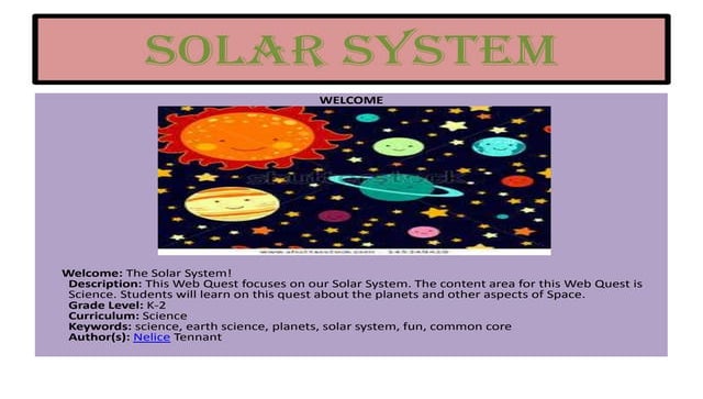 4th Grade Solar System Webquest