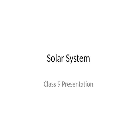 Exploring the Solar System: Planets, The Sun, and Earth | PPTX