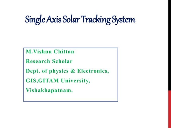 SUN Tracking Solar panel presentation | PPT