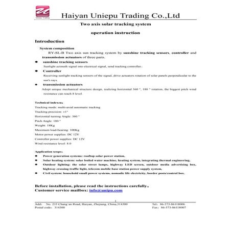 Solar tracking system installation manual | PDF | Home Appliances ...