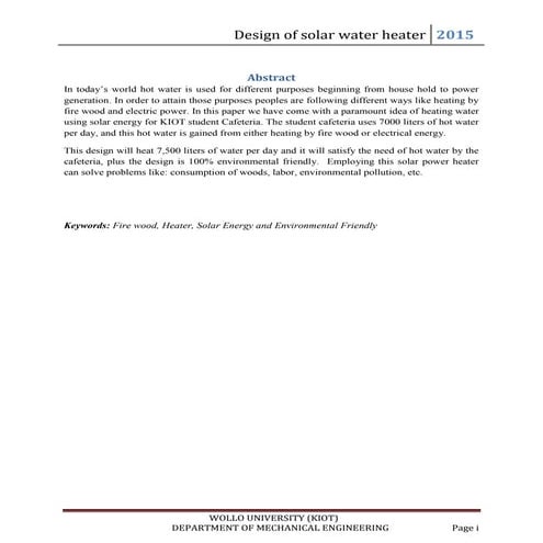 Solar water heater | PDF