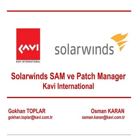 Solarwinds SAM ve Patch Manager | PPT
