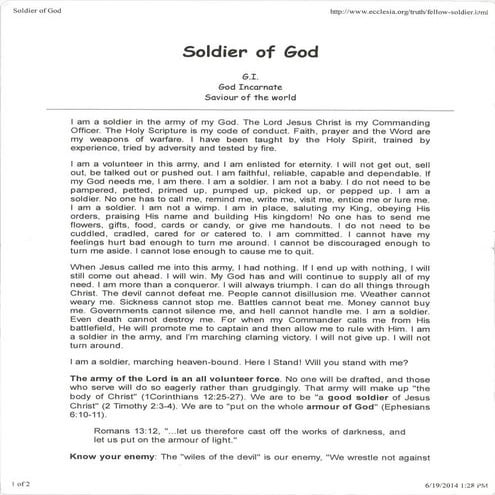 Trinity Kings World Leadership: Soldiers of God | PDF