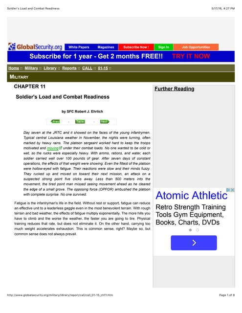 Usmc combat load report 2003 | DOC | Bodybuilding | Sports