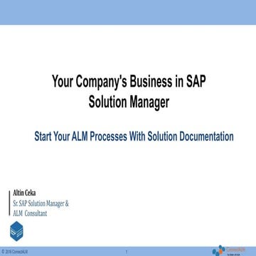 Your Company's Business in SAP Solution Manager | PPT