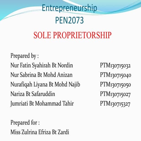 Sole proprietorship | PPTX | Business | Business and Finance