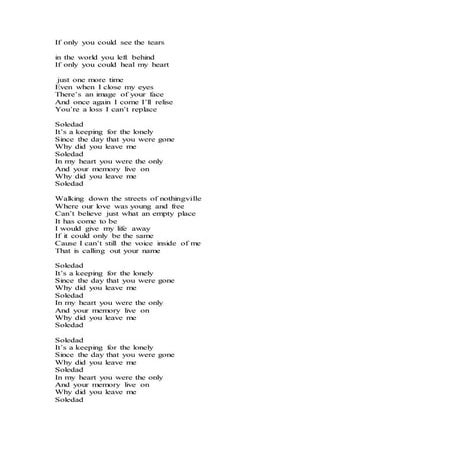 Lirik Lagu Soledad - Westlife | DOCX